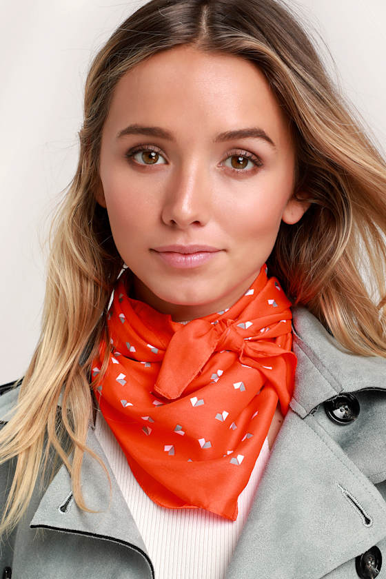 Cute Coral Red Scarf - Handkerchief Scarf - Silky Scarf - Lulus