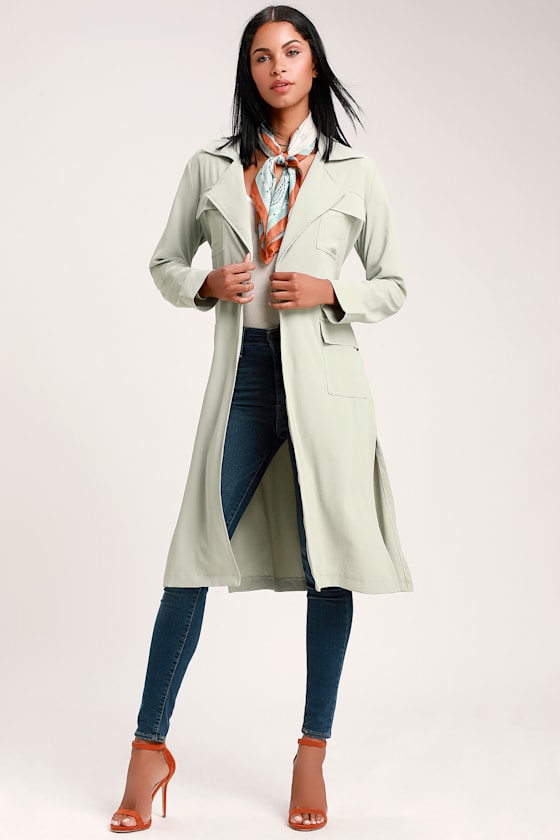 Chic Sage Green Jacket - Lightweight Jacket - Longline Jacket - Lulus