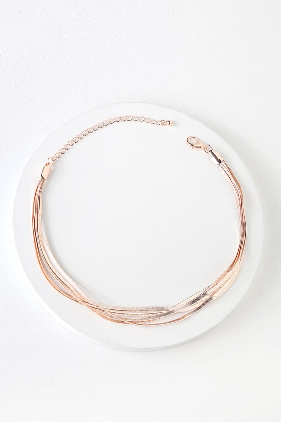 Chic Rose Gold Necklace Layered Necklace Choker Necklace