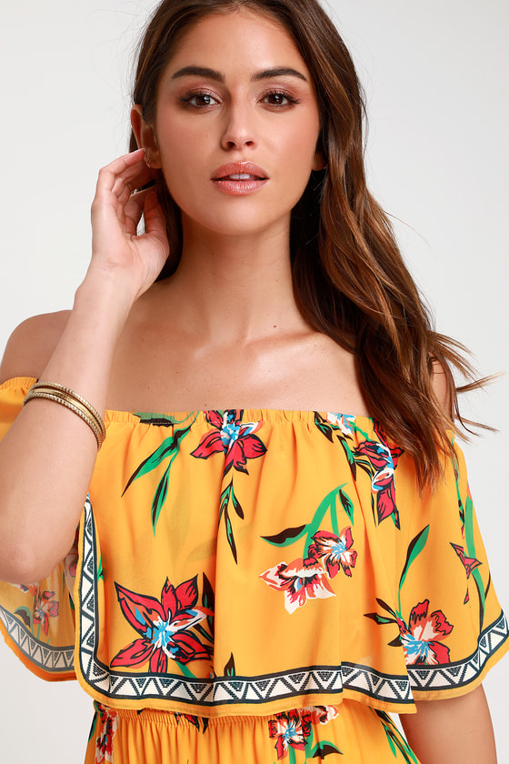 Cute Yellow Maxi Dress Floral Print Maxi Dress Ots Maxi Dress Lulus