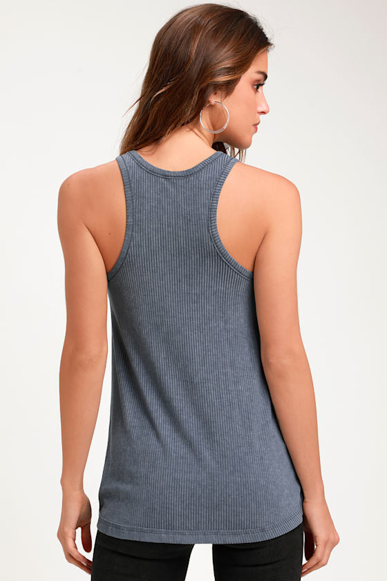 Cute Tank Top - Basic Tank Top - Washed Denim Blue Tank Top - Top - Lulus