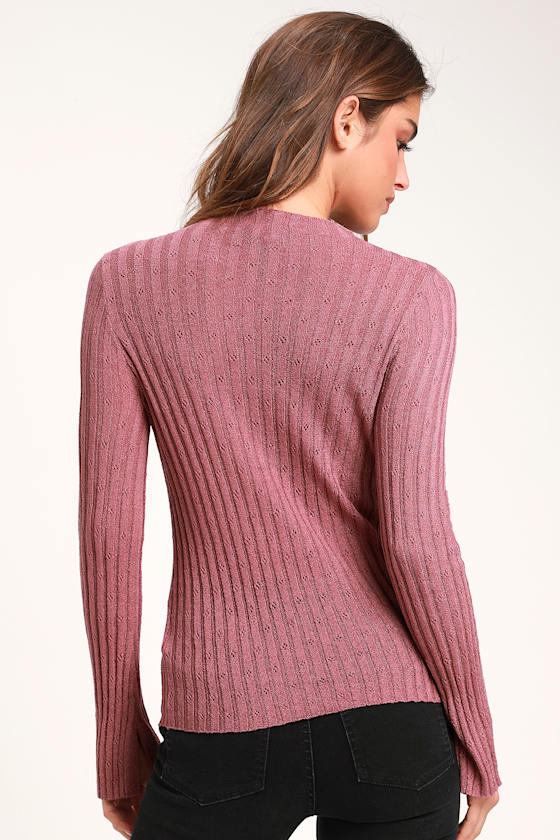 Cute Mauve Purple Sweater - Ribbed Knit Top - Sweater Top - Lulus