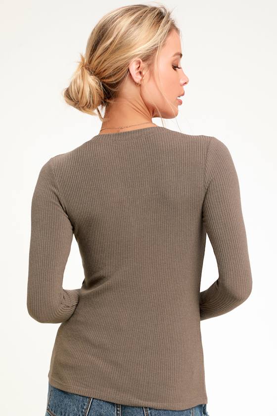 Project Social T Millie Top - Brown Knit Top - Long Sleeve Top - Lulus