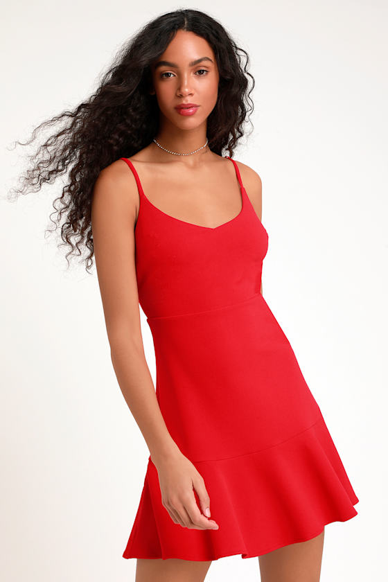 Cute Red Mini Dress - Little Red Dress - Fit and Fare Dress - Lulus