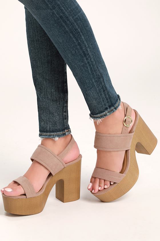 Cute Platform Heels - High Heel Sandals - Vegan Suede Sandals - Lulus