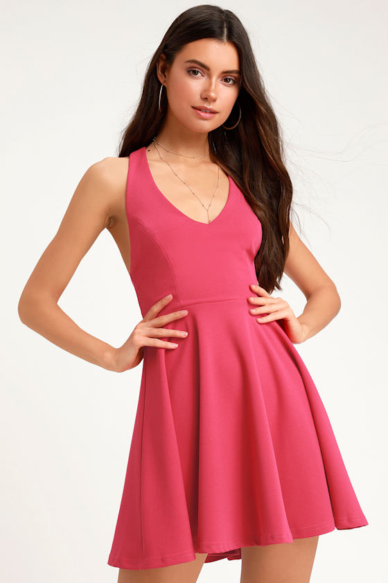 Cute Magenta Dress - Skater Dress - Racerback Dress - Fun Dress - Lulus