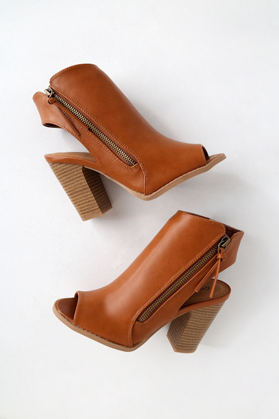 Cool Peep-Toe Booties - Camel Booties - Ankle Booties - Lulus