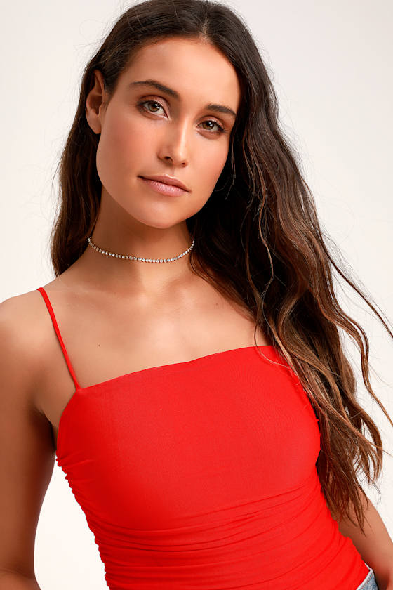 Sexy Red Bodysuit - Red Ruched Bodysuit - Red Mesh Bodysuit - Lulus