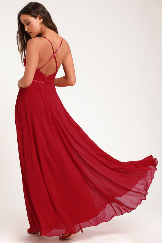 Stunning Maxi Dress Red Maxi Dress Chiffon Maxi Dress Lulus