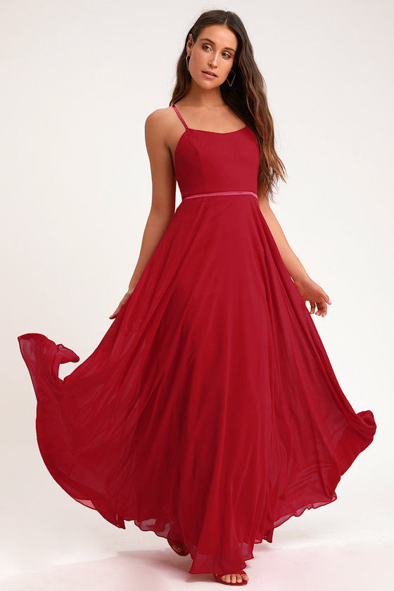 Stunning Maxi Dress - Red Maxi Dress - Chiffon Maxi Dress - Lulus