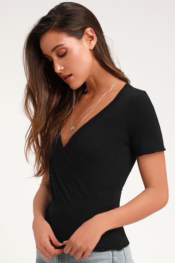 Project Social T Tread Lightly - Surplice Tee - Slub Knit Tee - Lulus