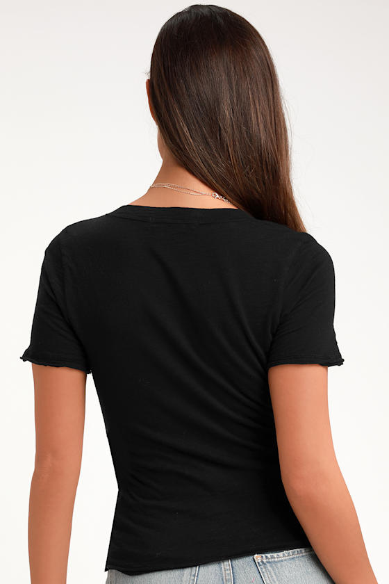Project Social T Tread Lightly - Surplice Tee - Slub Knit Tee - Lulus
