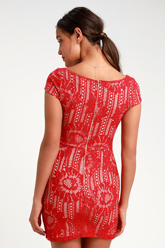Lovely Red Lace Dress - Red Lace Dress - Lace Mini Dress - Lulus