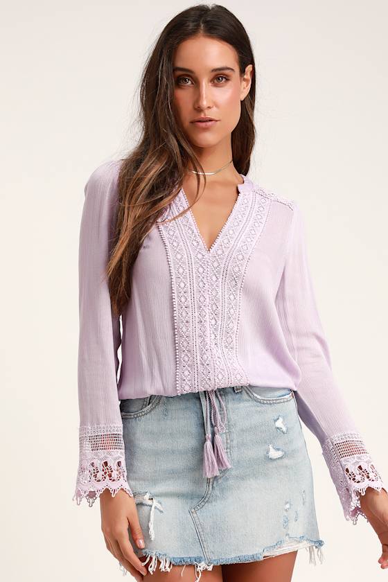 Boho Lavender Top - Lace Top - Long Sleeve Top - Blouse - Lulus