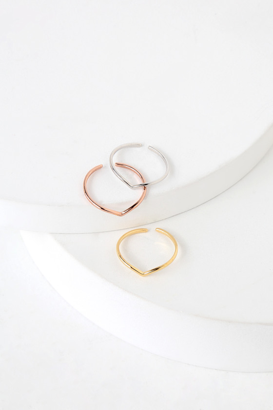 Chic Ring Set - Mixed Metal Ring Set - Adjustable Ring Set - Lulus