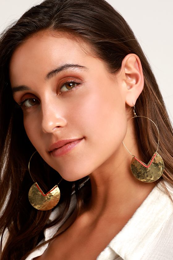 Cool Gold Earrings - Hammered Gold Earrings - Boho Earrings - Lulus