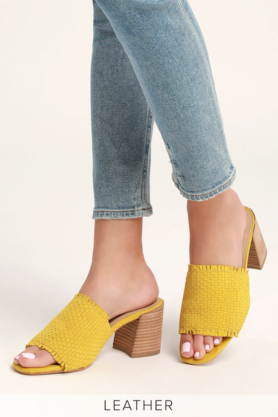 Rebels Gaia Mules - Yellow Suede Mules - Genuine Suede Mules - Lulus