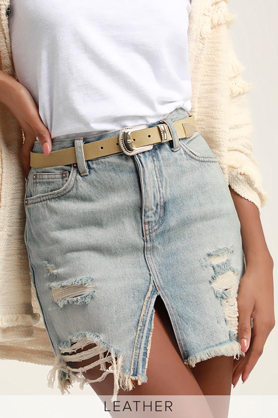 Boho Belt - Gold and Beige Suede Belt - Suede Leather Belt - Lulus