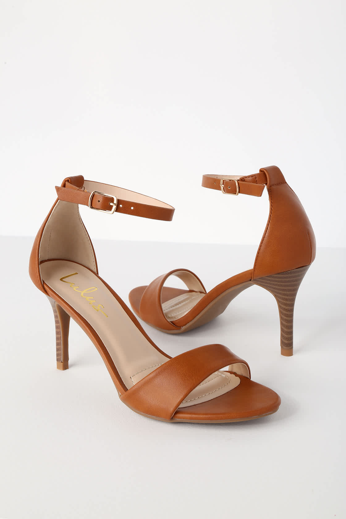 Classic Tan Heels - Tan Stacked Heels - Tan Ankle Strap Heels - Lulus
