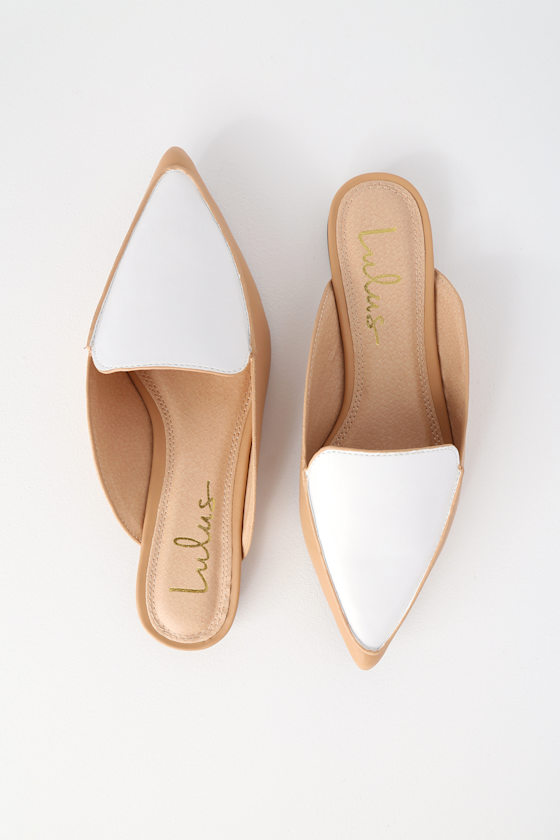 Cute Color Block Flats - White and Nude Flats - Vegan Flats - Lulus