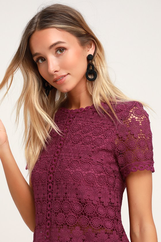 Cute Magenta Top Lace Top Crochet Lace Top Lace Crop Top Lulus