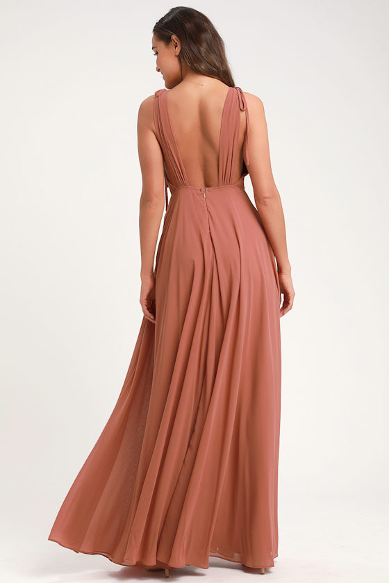 Lovely Rusty Rose Maxi Dress - Backless Maxi Dress - Rusty Rose Gown ...