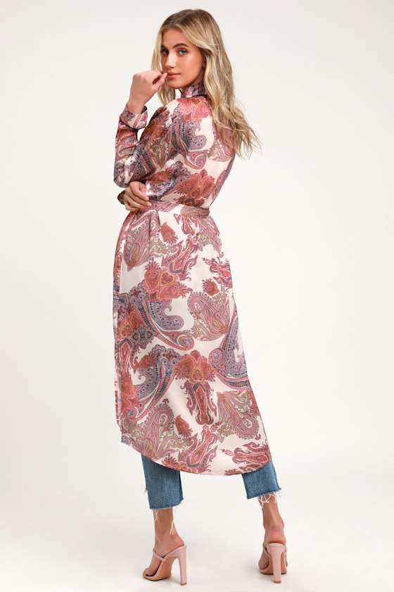 Boho Blush Pink Robe - Paisley Print Robe - Satin Robe - Robe - Lulus