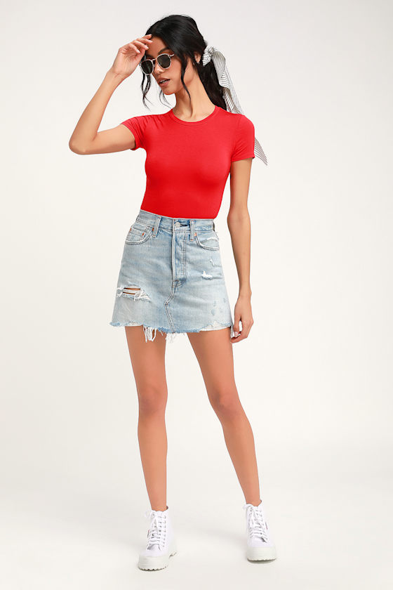 Cute Red Tee - Short Sleeve Tee - Crop Tee - Red Top - Lulus