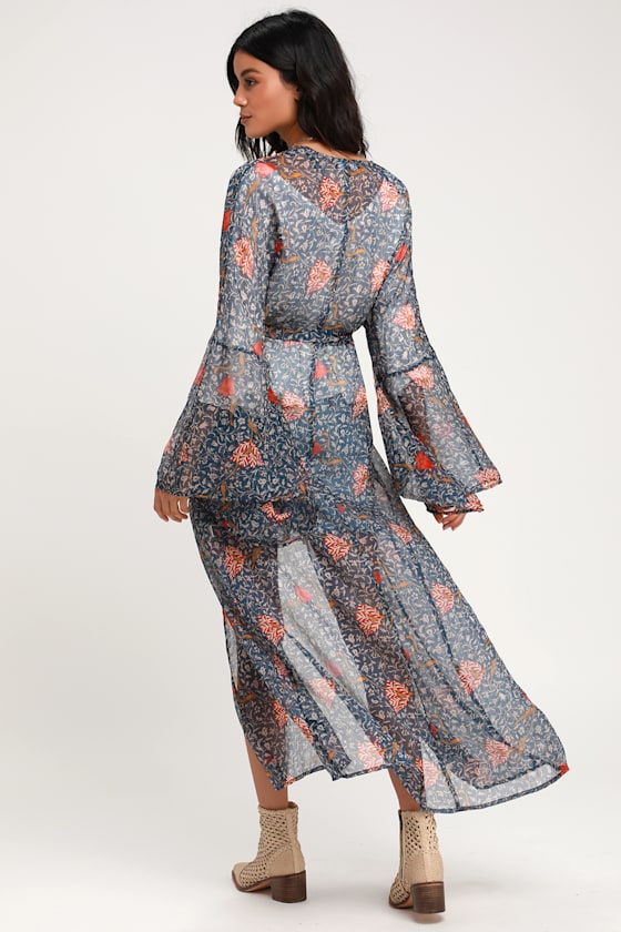 Lovely Floral Print Duster - Chiffon Duster - Blue Duster - Lulus