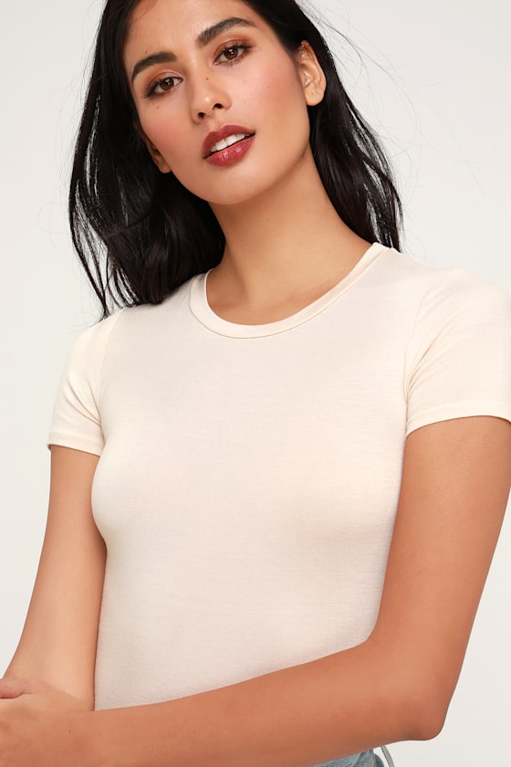Cute Beige Tee Short Sleeve Tee Crop Tee Beige Top Lulus
