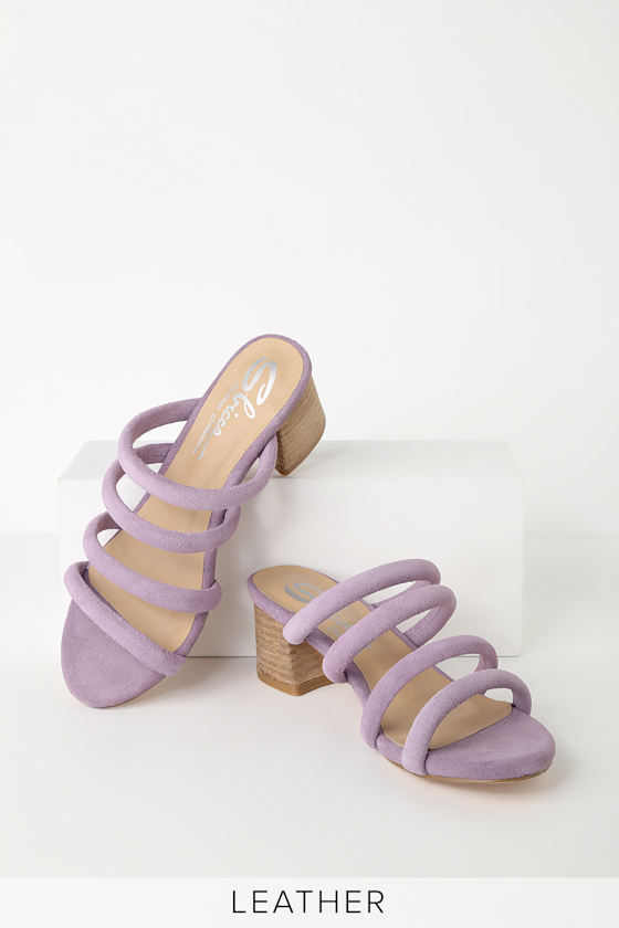 Sbicca Alysheba - Lavender Suede Leather Mules - Peep-Toe Mules - Lulus