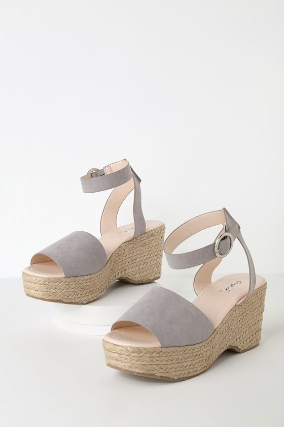 Cute Grey Sandals - Espadrille Sandals - Platform Espadrilles - Lulus