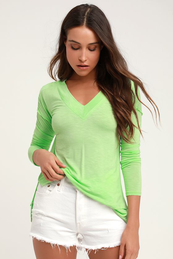 Olive + Oak Kenny - Bright Green Top - Long Sleeve Top - Lulus