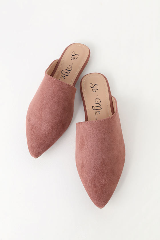 Chic Blush Mules - Pointed-Toe Slides - Slip-On Mules - Lulus