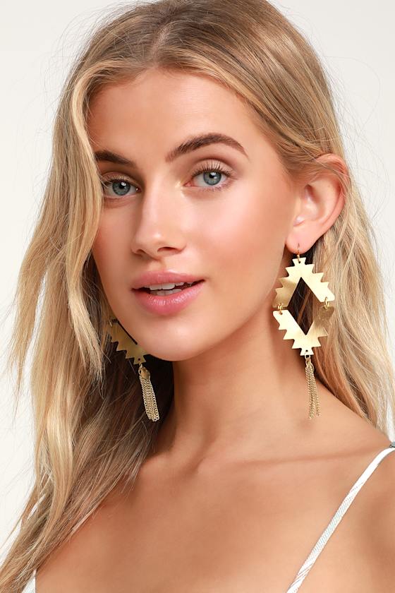Cool Gold Earrings - Boho Earrings - Geometric Earrings - Lulus