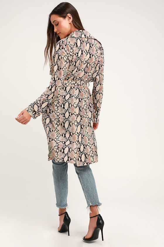 Cute Snake Print Trench Coat - Lightweight Trench Coat - Coat - Lulus
