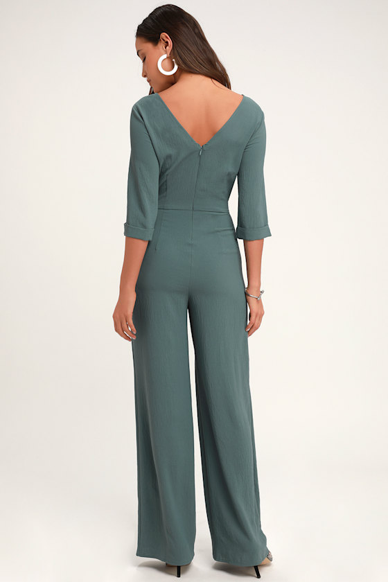 Chic Jumpsuit - Wide-Leg Jumpsuit - Slate Blue Jumpsuit - Lulus