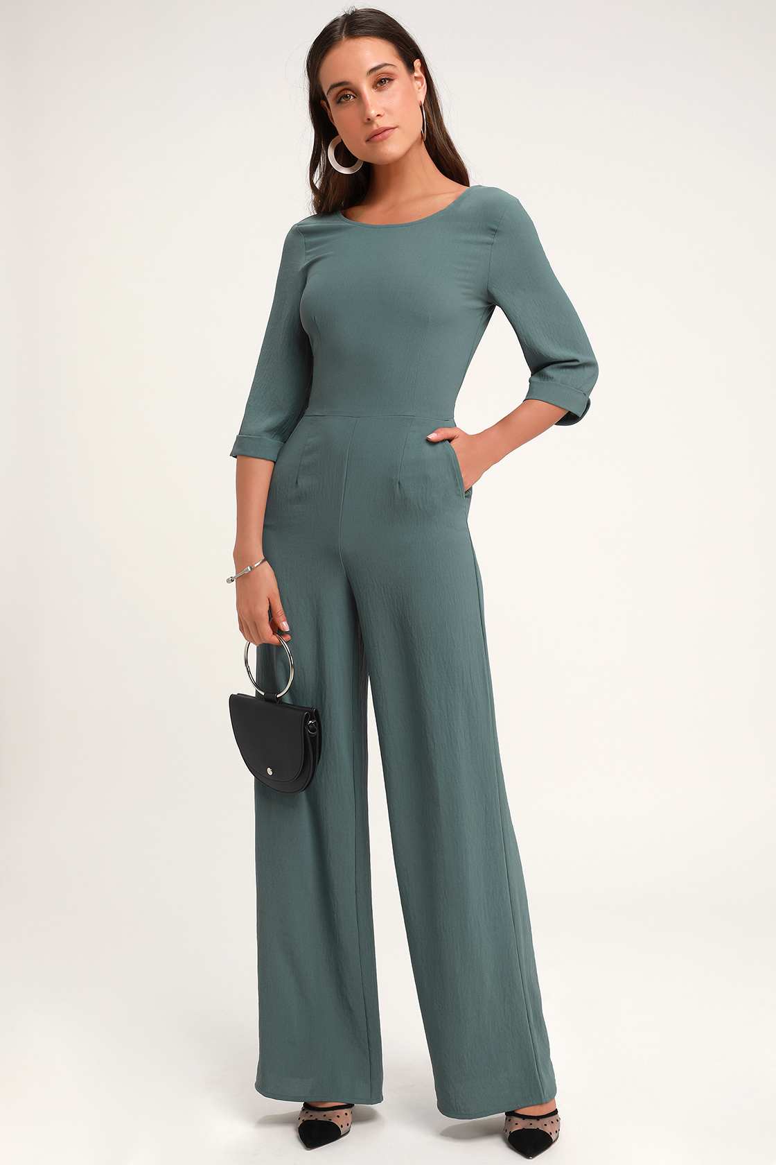 Chic Jumpsuit - Wide-Leg Jumpsuit - Slate Blue Jumpsuit - Lulus