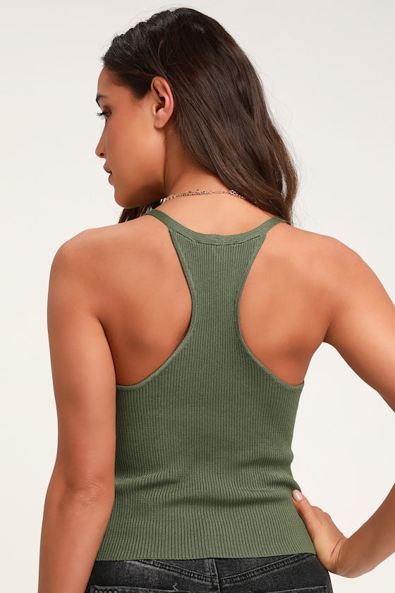 Cute Olive Green Tank Top - V-Neck Tank - Ribbed Knit Tank Top - Lulus