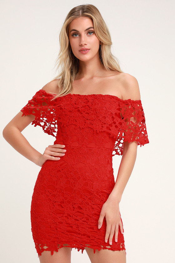 Sexy Red Lace Dress - Crocheted Lace Dress - Lace Bodycon Dress - Lulus