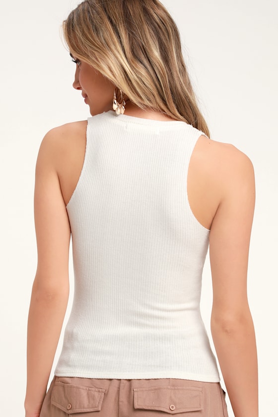Project Social T Inca - Ivory Tank Top - Notched Tank Top - Lulus