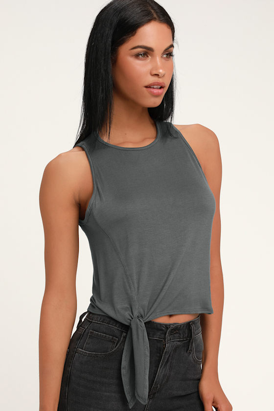 Project Social T Valentina - Tie-Front Tank Top - Blue Tank Top - Lulus