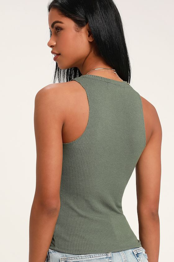 Project Social T Inca - Olive Green Tank Top - Notched Tank Top - Lulus