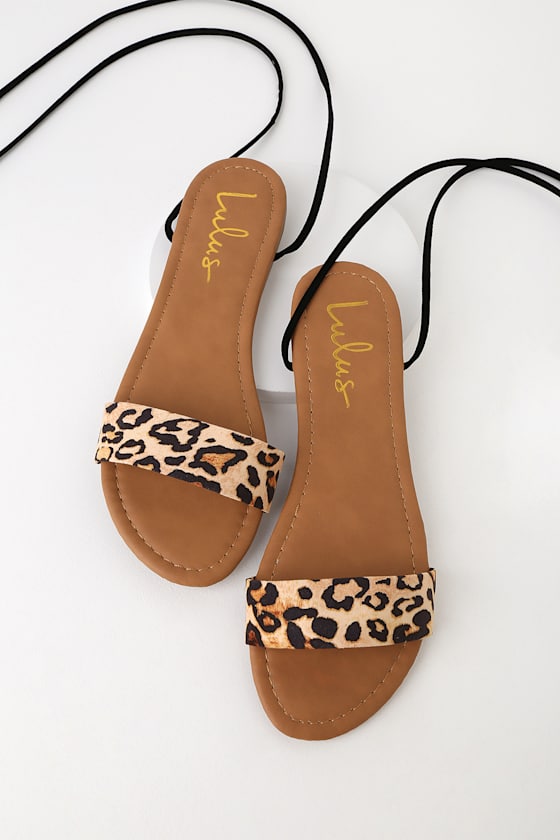 Cute Lace-Up Sandals - Leopard Sandals - Flat Lace-Up Sandals - Lulus