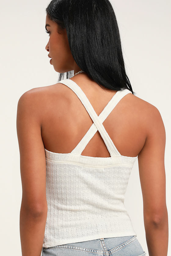 Project Social T Obsessed With U - Ivory Tank Top - Notched Tank - Lulus