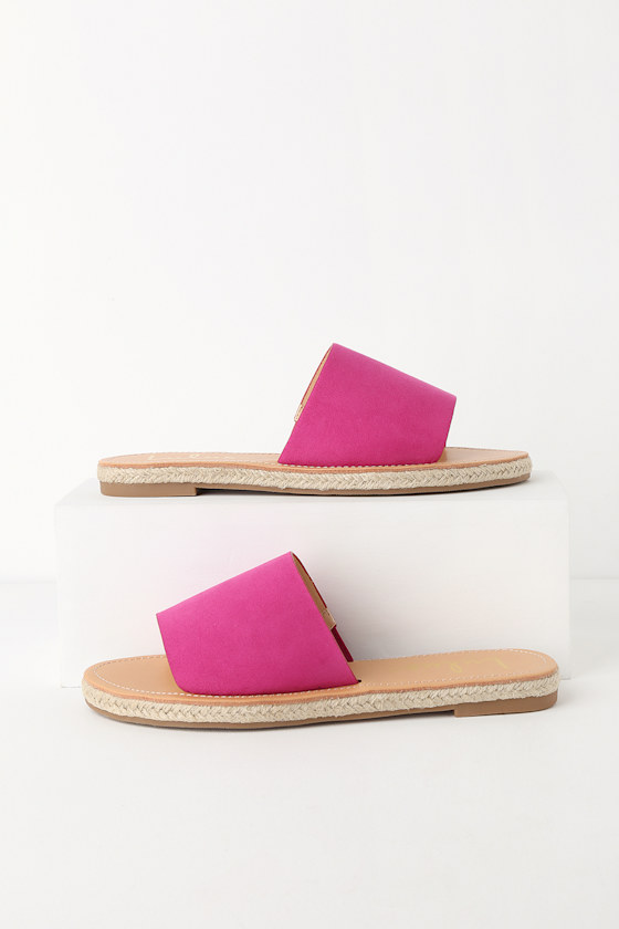 Cute Fuchsia Sandals - Slide Sandals - Pink Espadrille Sandals - Lulus