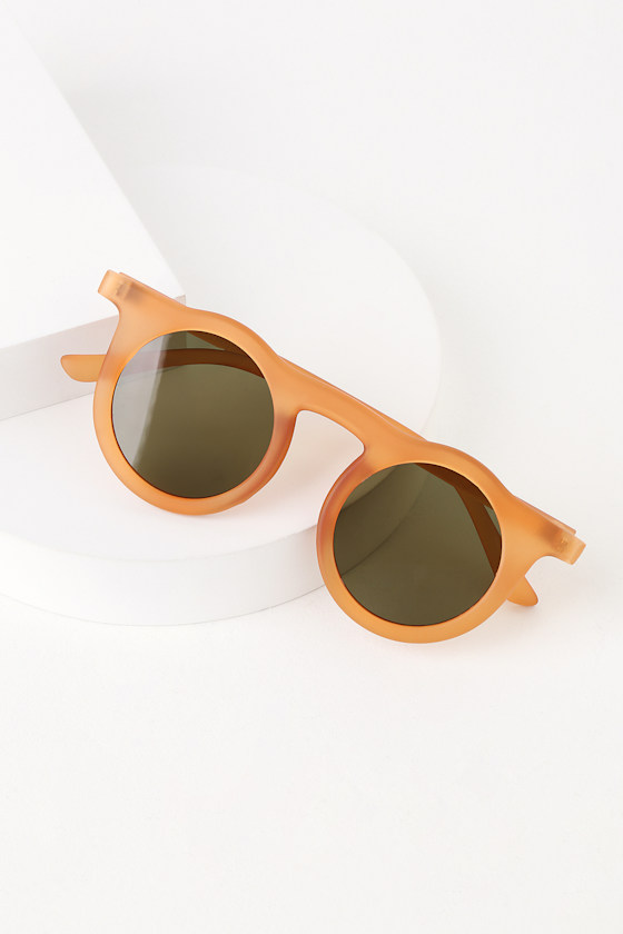 Cute Keyhole Sunglasses - Round Sunglasses - Brown Sunglasses - Lulus