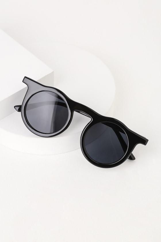 Cute Keyhole Sunglasses - Round Sunglasses - Black Sunglasses - Lulus