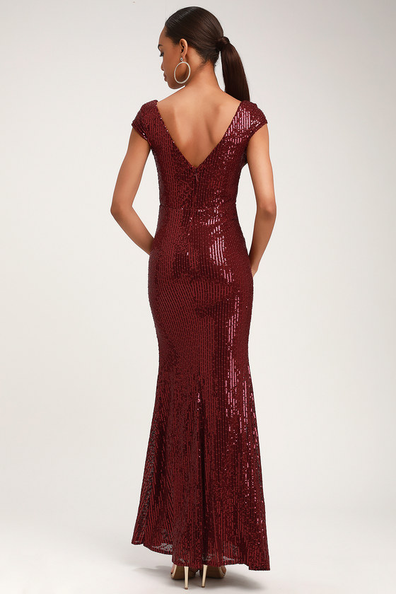 Burgundy Sequin Dress Sequin Maxi Dress Embroidered Dress Lulus