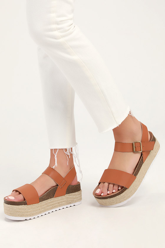 Dirty Laundry Palms - Cute Brown Sandals - Espadrille Flatforms - Lulus